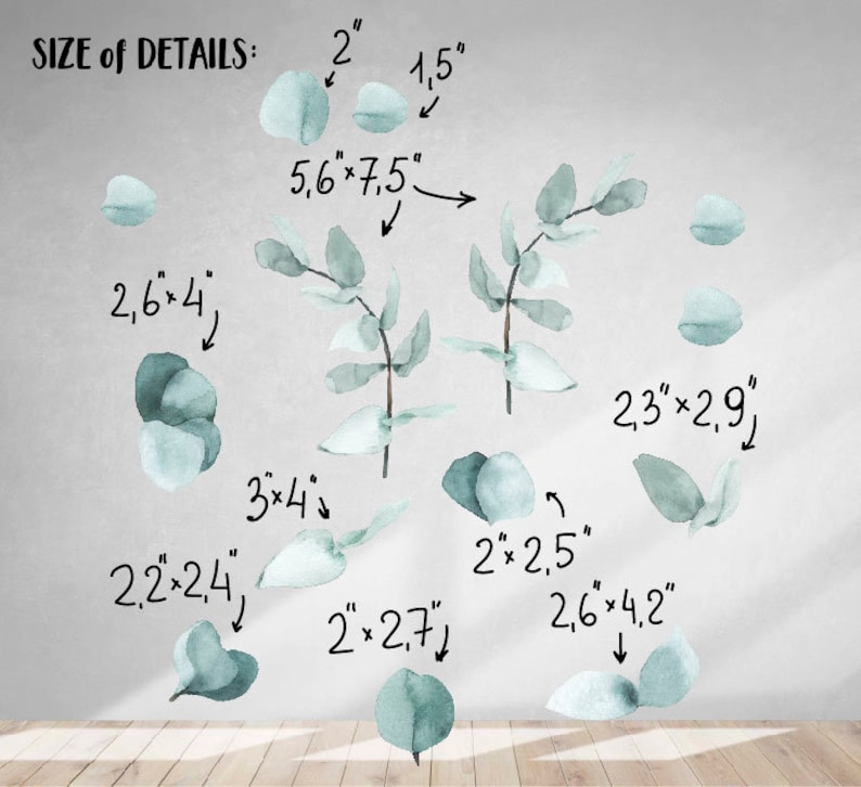 Eucalyptus Wall Decals Greenery Watercolor Sticker Leaves Room ...