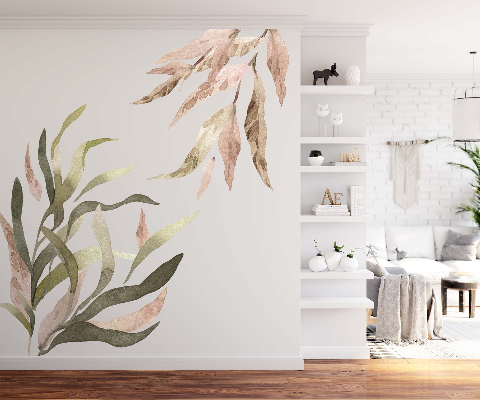 Greenery Boho Wall Decals Stickers Large Leaves LF011 - Etsy