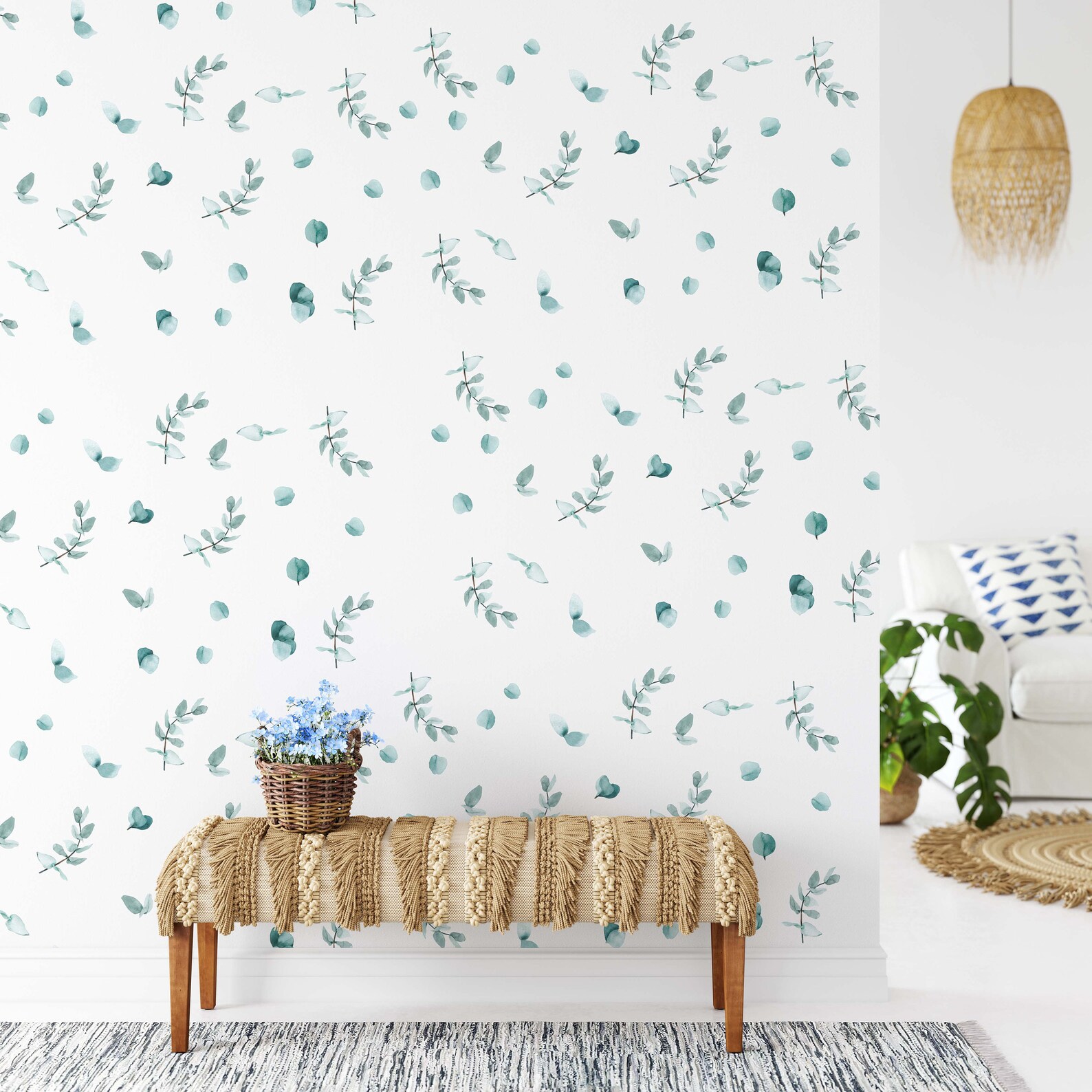 Eucalyptus Wall Decals Greenery Watercolor Sticker Leaves Room - Etsy