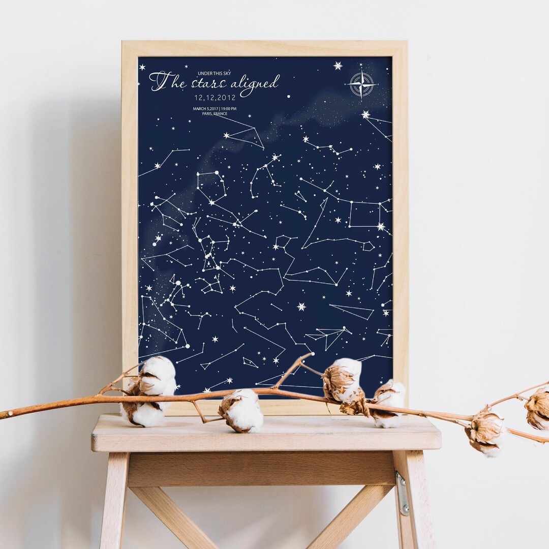 Custom Night Sky Print Star Map by Date Gift, LF430 - Etsy