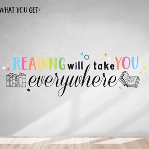 Reading Will Take You Everywhere Wall Decal, Book Lover Decor, Playroom ...