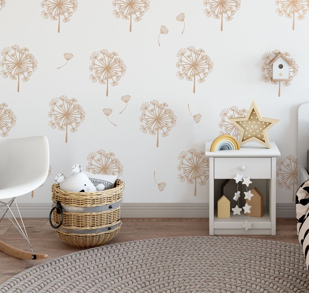 Dandelions Flowers Seeds Tender Wall Decals Nursery Greenery Stickers ...
