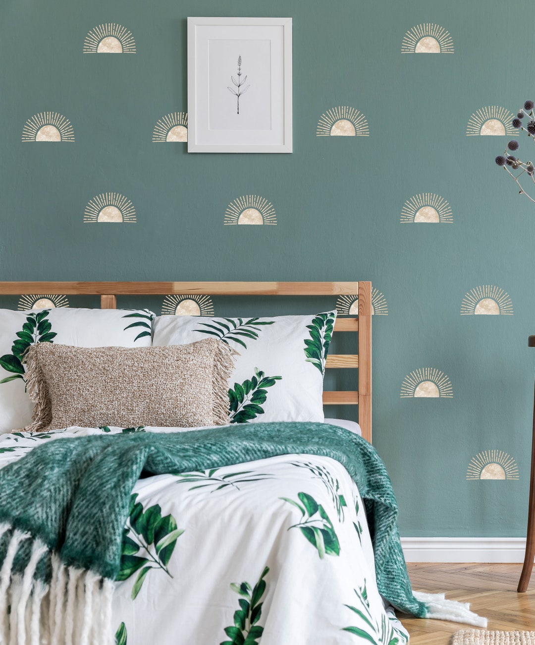 Sun Wall Decals Sun Rays Stars Stickers Boho Nursery Decor Magic Kids ...