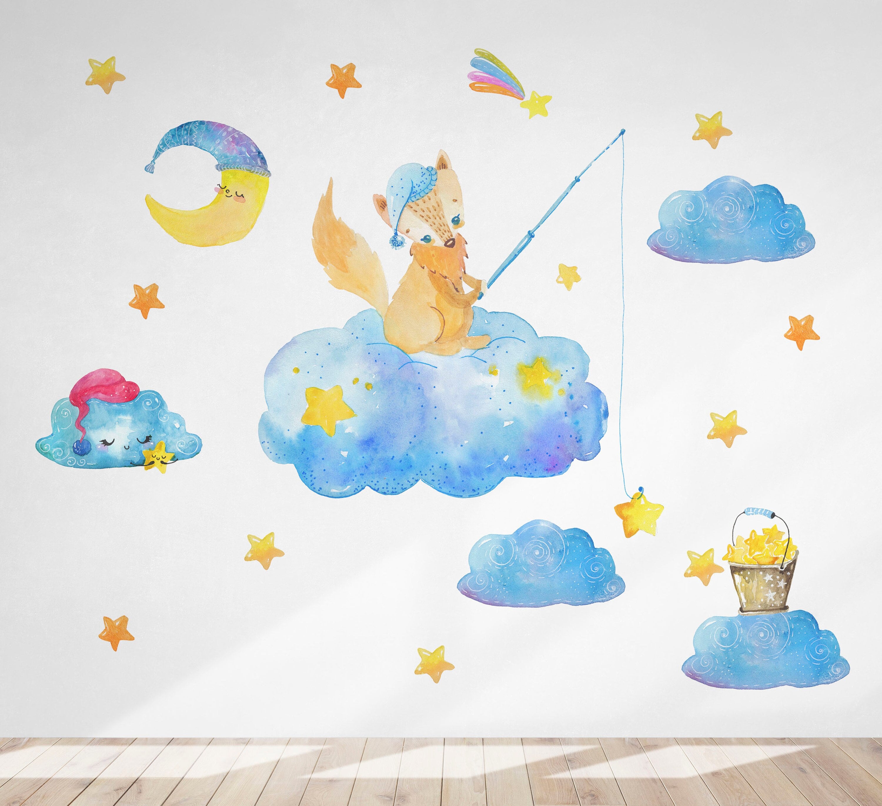 Fox Decals Moon Stars Stickers Nursery Decoration Forest - Etsy