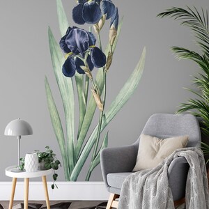 Iris Flower Large Wall Decalfloral Room Sticker Boho Natural - Etsy