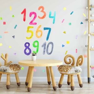 Rainbow Numbers Wall Decals Kids Room Decor Sprinkle Polka Dots Learn ...