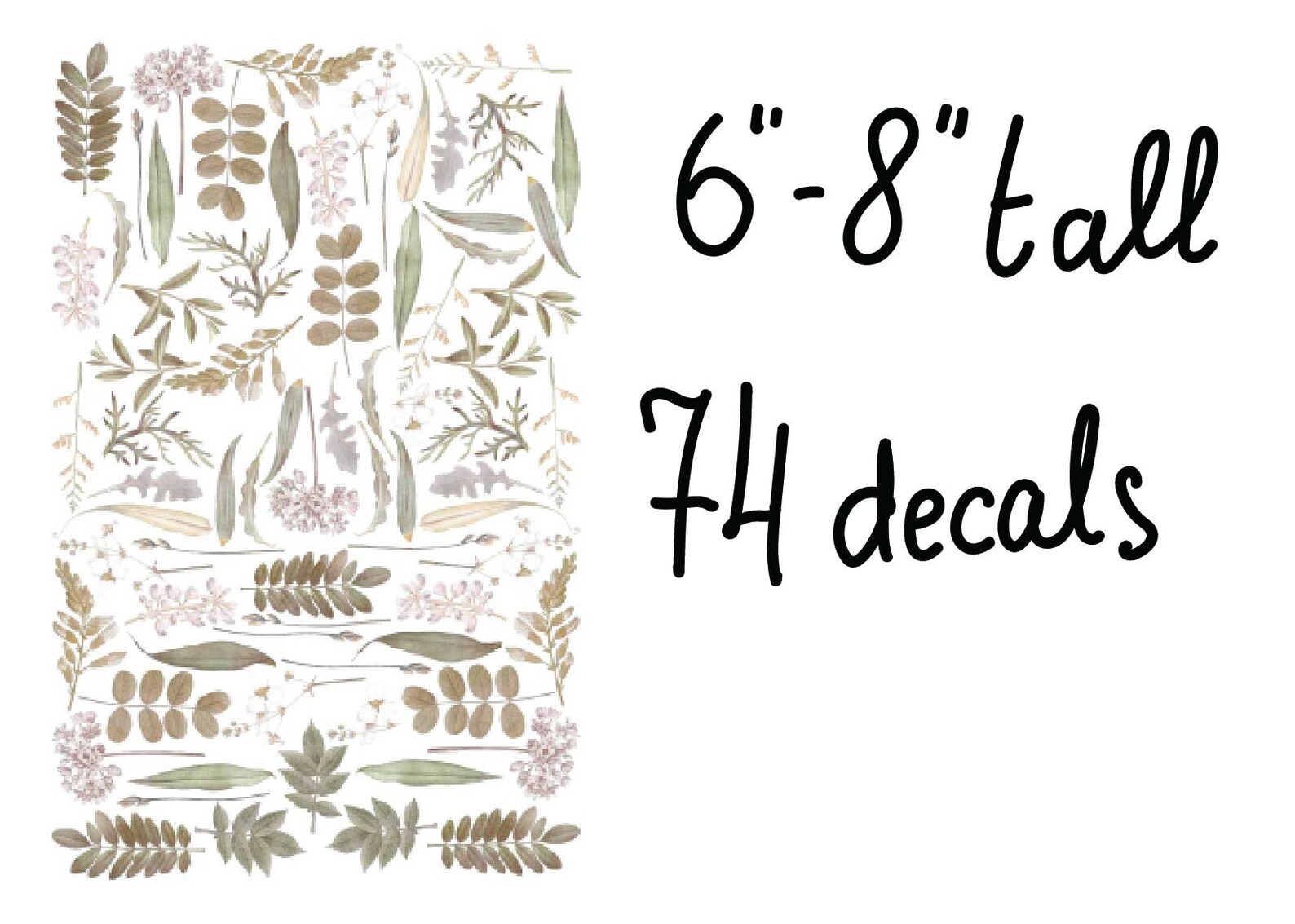 Vintage Wild Flowers Wall Decals Leaf Twigs Greenery Stickers Herbarium ...