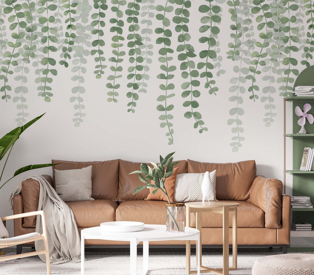 Hanging Plants Eucalyptus Greenery Wall Stickers Vines Leaves Decals ...