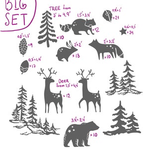 Woodland Wall Decals Animals Forest Bear Deer Fox Pine Stickers, LF085 ...