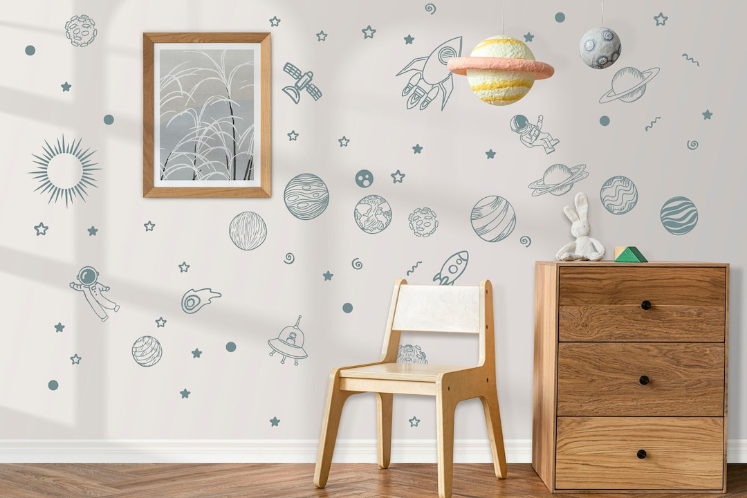Outer Space Wall Decals Solar System Stickers Boys Girls Play Room ...