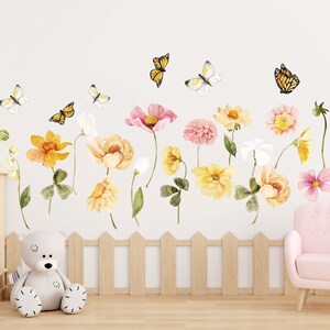 Field Flowers Wall Decals Wild Grass Stickers Butterflies, Nursery ...