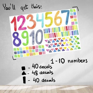 Rainbow Numbers Wall Decals Kids Room Decor Sprinkle Polka Dots Learn ...