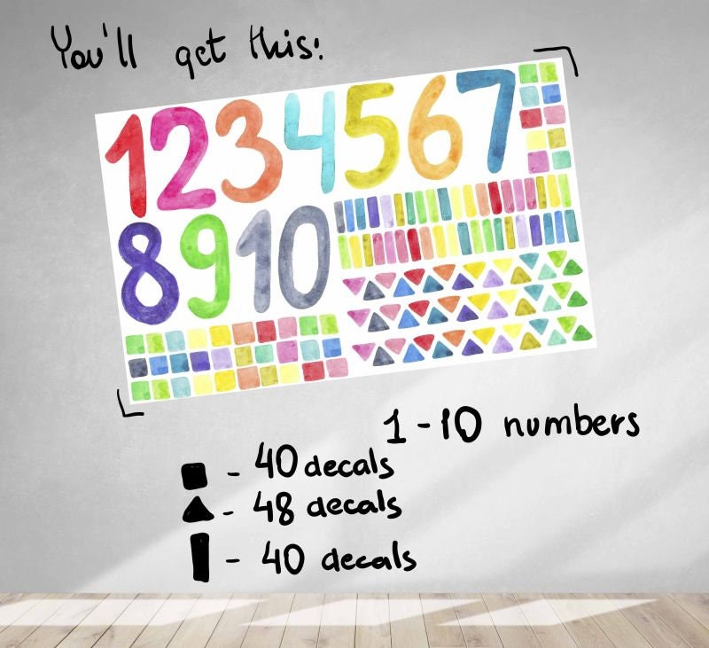 Rainbow Numbers Wall Decals Kids Room Decor Sprinkle Polka - Etsy
