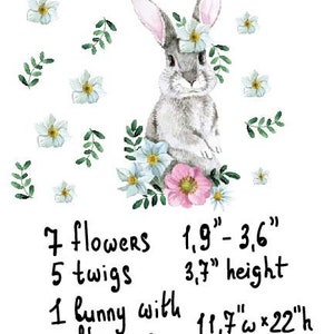 Bunny Flowers Large Wall Decal Rabbit Sticker, LF266 - Etsy