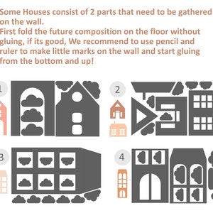 Big House Wall Decal, Large Home Headboard, Color Block City Stickers ...