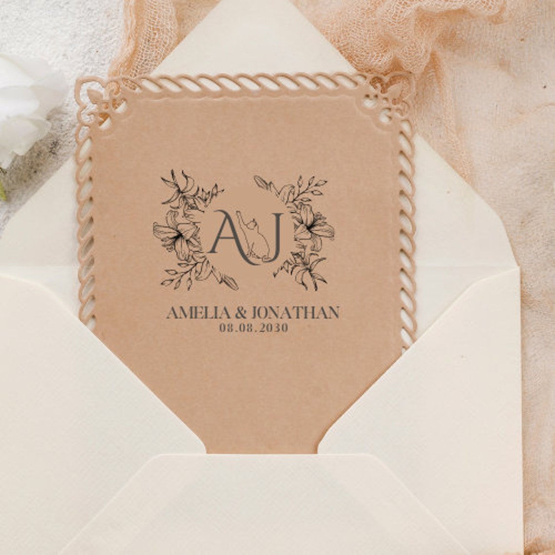 Custom Wedding Logo (with Pet), Modern Wedding Logo Monogram, Wedding ...