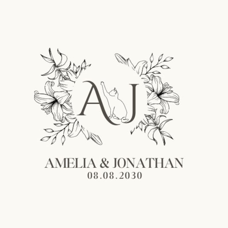 Custom Wedding Logo (with Pet), Modern Wedding Logo Monogram, Wedding ...