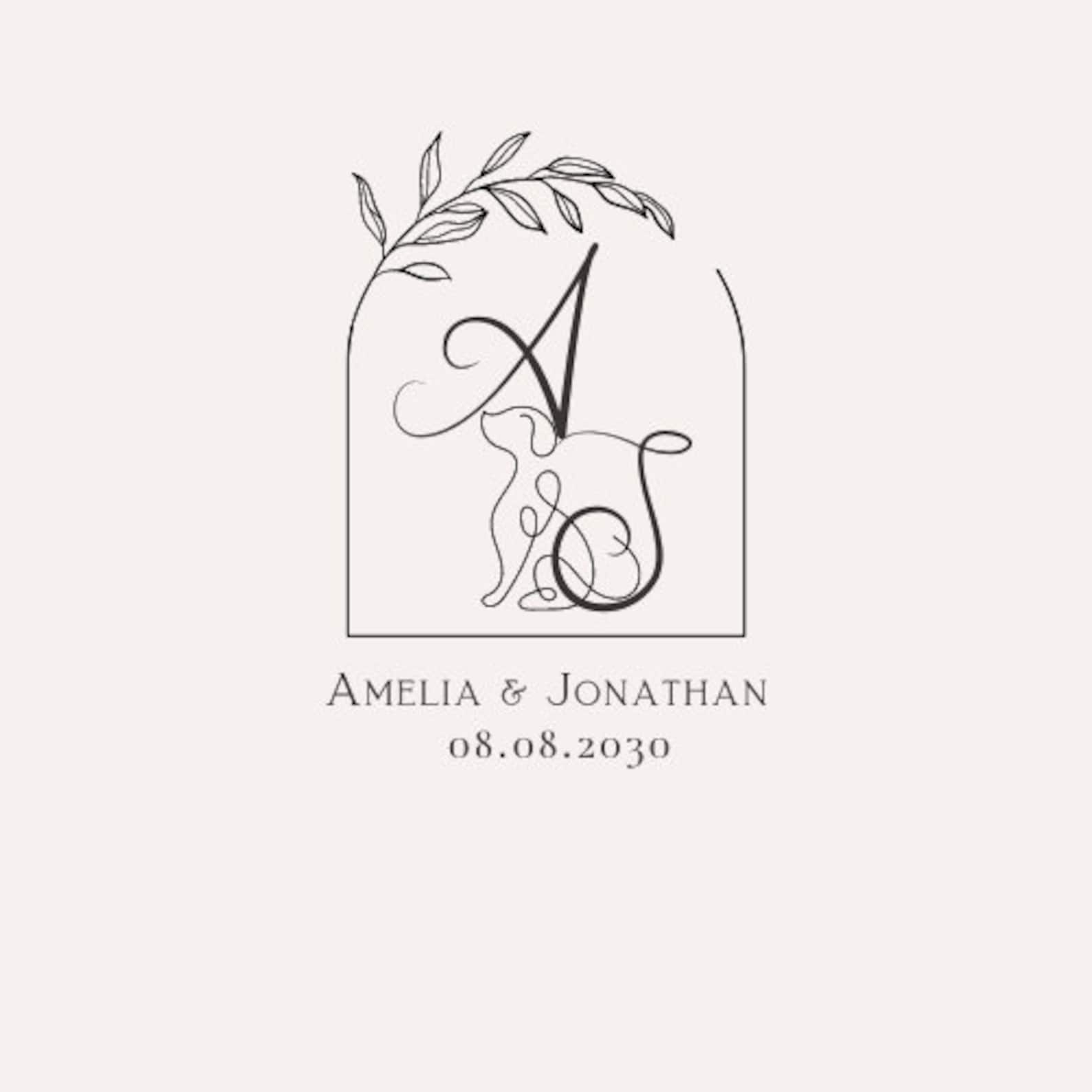Custom Wedding Logo (with Pet), Modern Wedding Logo Monogram, Wedding ...