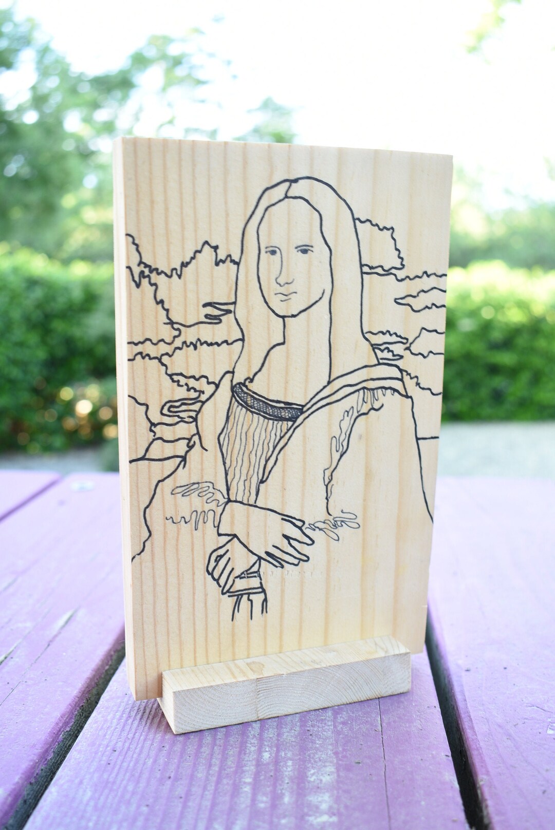 Mona Lisa Coloring Wood Block - Wood Coloring Book Page - Da Vinci ...