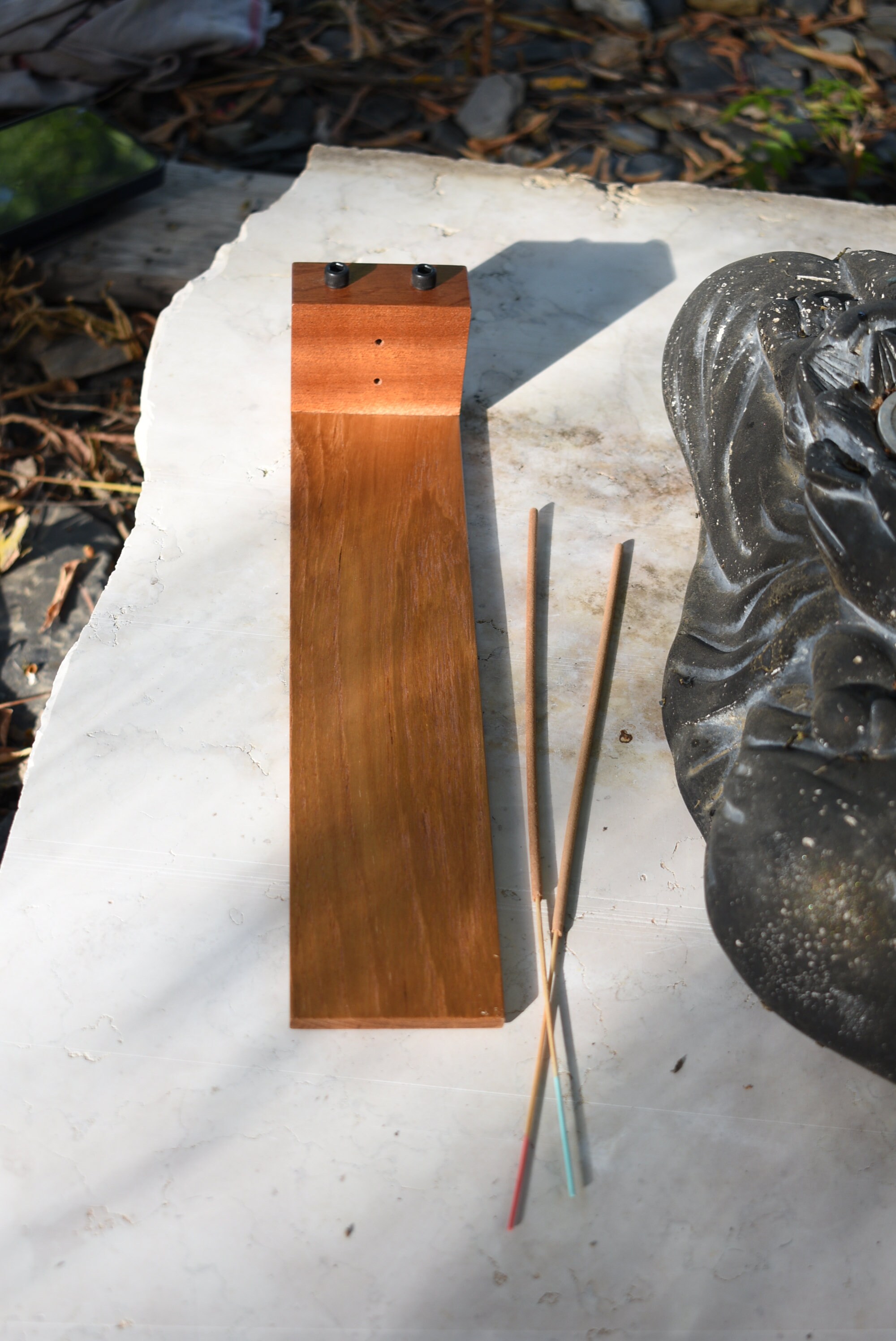 Repurposed Teak Incense Stick Holder: Handmade Mahogany Two-hole Tray ...