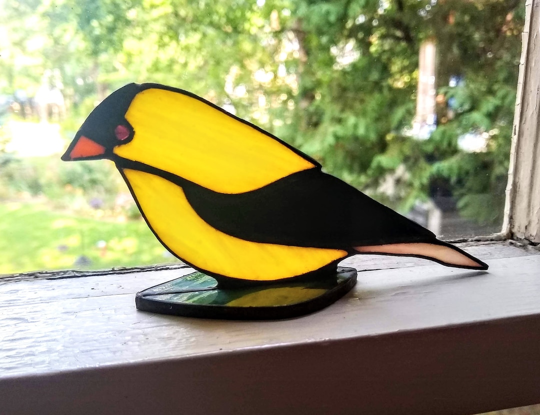 American Goldfinch Tiffany Style Stained Glass Figurine - Etsy