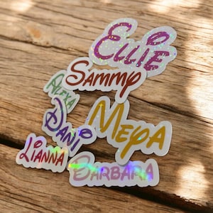 Personalized Holographic Name Sticker | Custom Water Resistant Vinyl ...