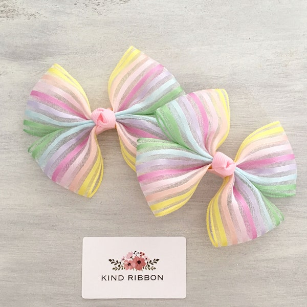 Rainbow Hair Bow - Etsy