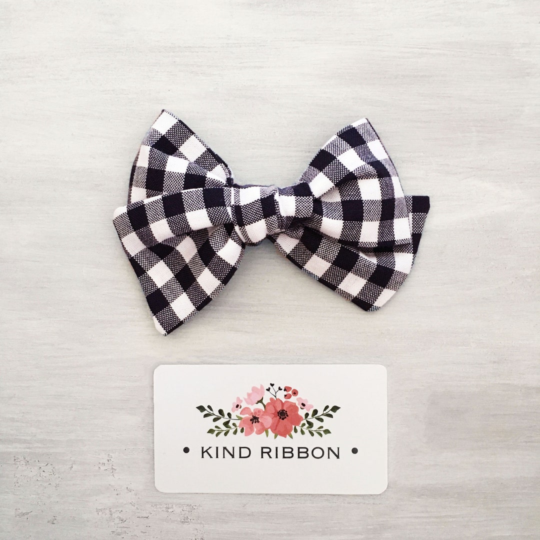 Black and White Gingham Check Bow - Etsy