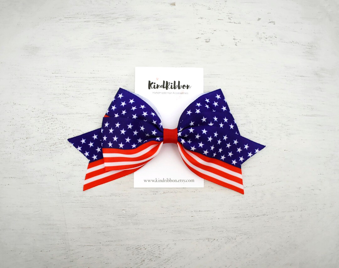 American Flag Hair Bow: Patriotic 4-inch Bow - Etsy