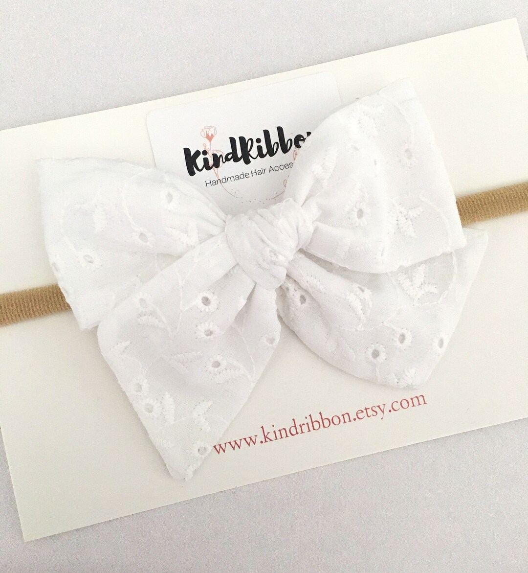 White Eyelet Hair Bow - Etsy