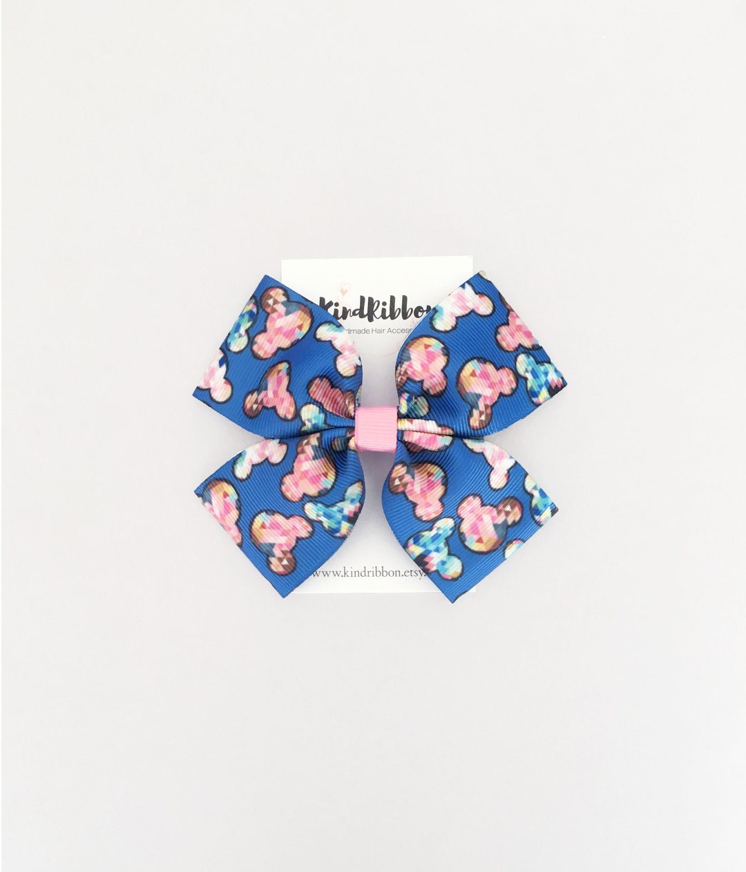 Geometric Mickey Mouse Bow Disney Hair Bow 4 Inch Hair Bow - Etsy