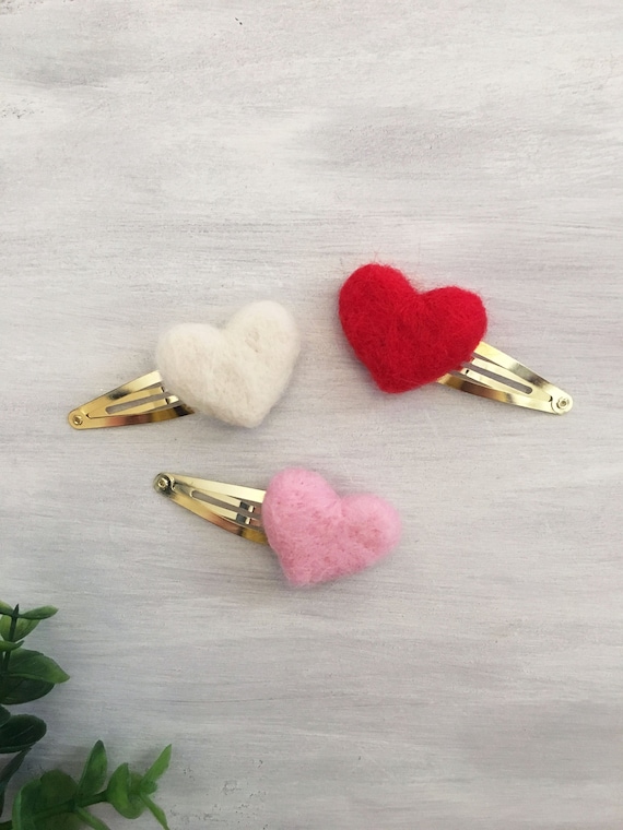 Felt Heart Hair Clips Heart Hair Clip Heart Baby Headband | Etsy