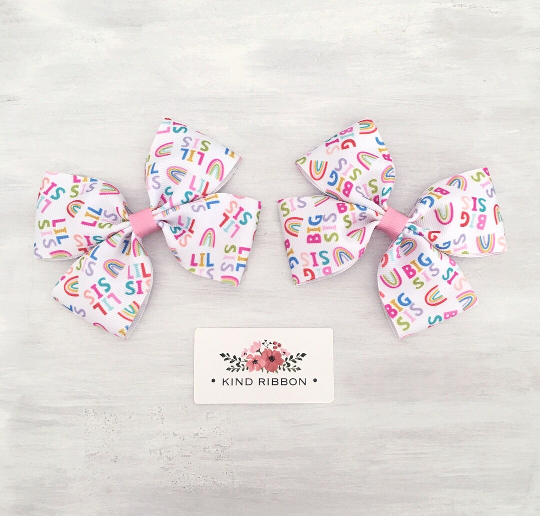 Big Sister and Lil Sister Bows, Sister Hair Bows, 4 Inch Bows, Girl ...
