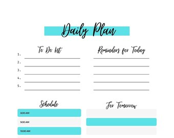Daily Planner, Daily Tracker, Day at a Glance, Printable, Journal ...