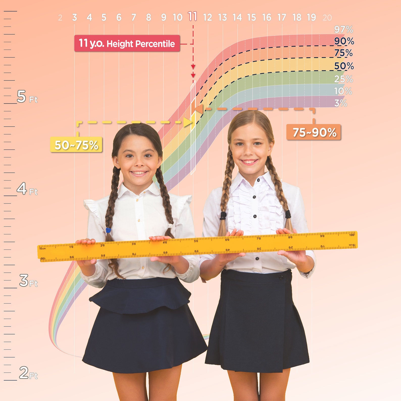 Watch Me Grow 1:1 Scale Percentile Growth Chart for Kids - Etsy