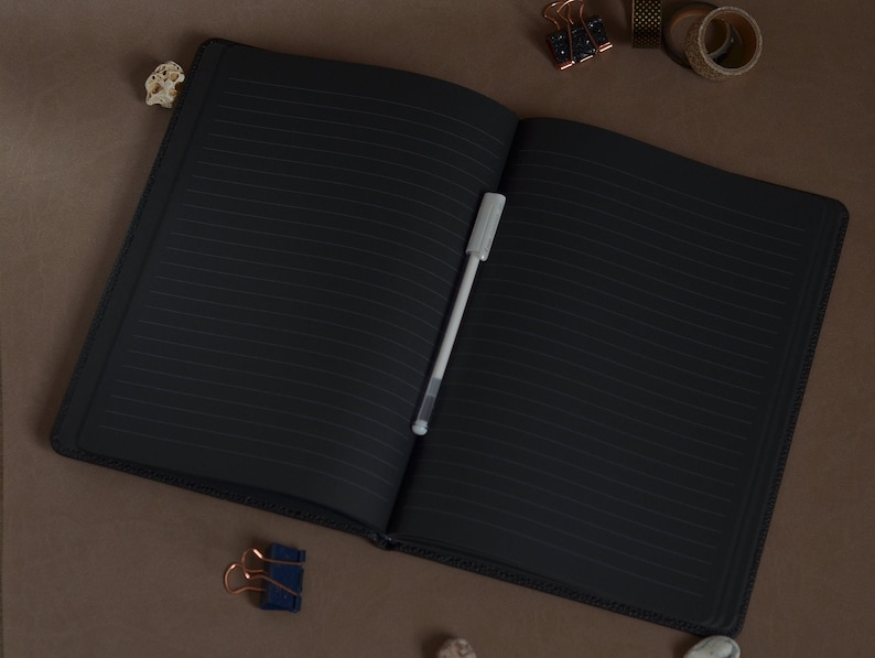 Black Paper Notebook With Lined Pages, Blackout Aesthetic Journal ...
