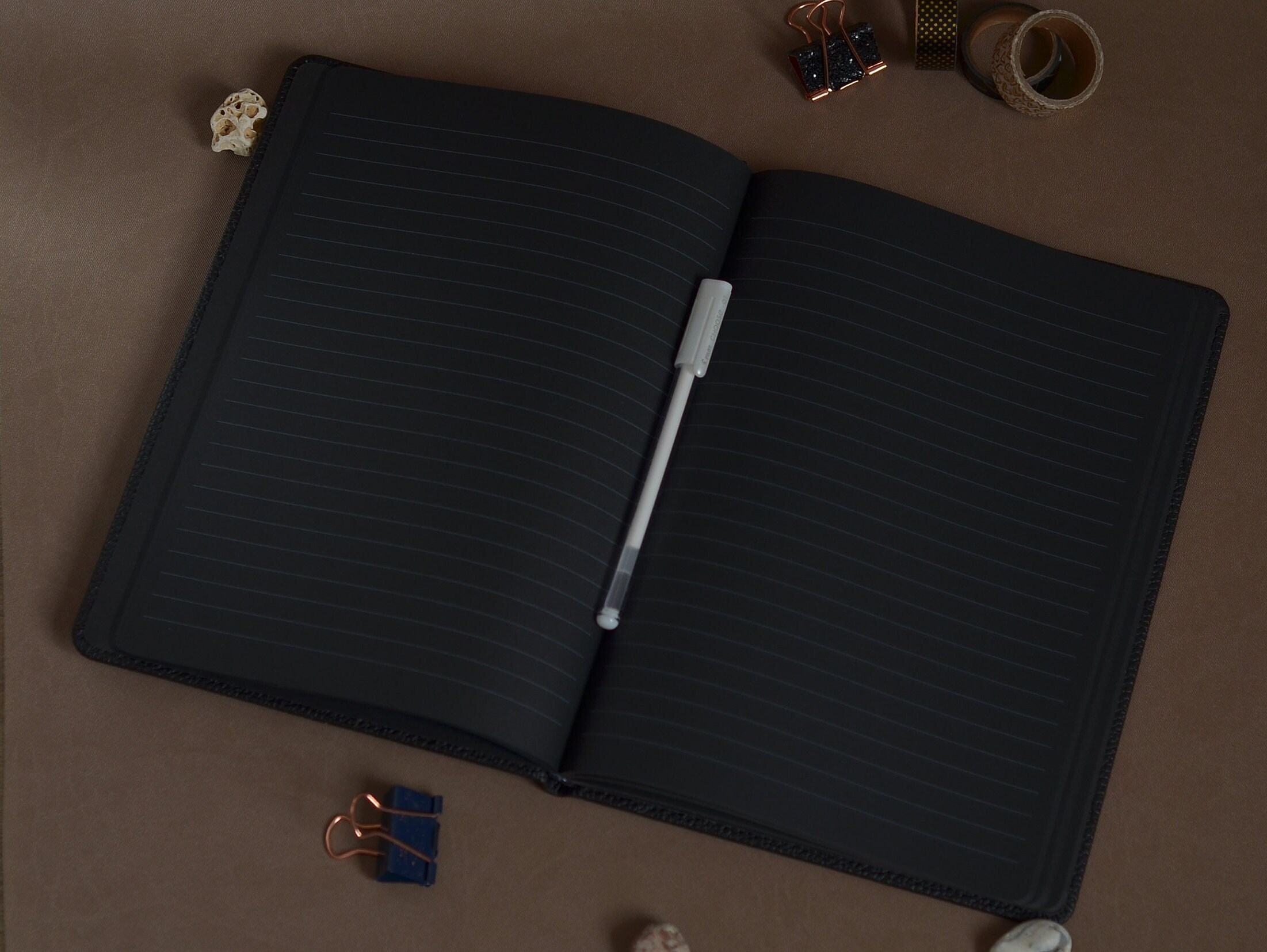 Black Paper Notebook With Lined Pages, Blackout Aesthetic Journal ...