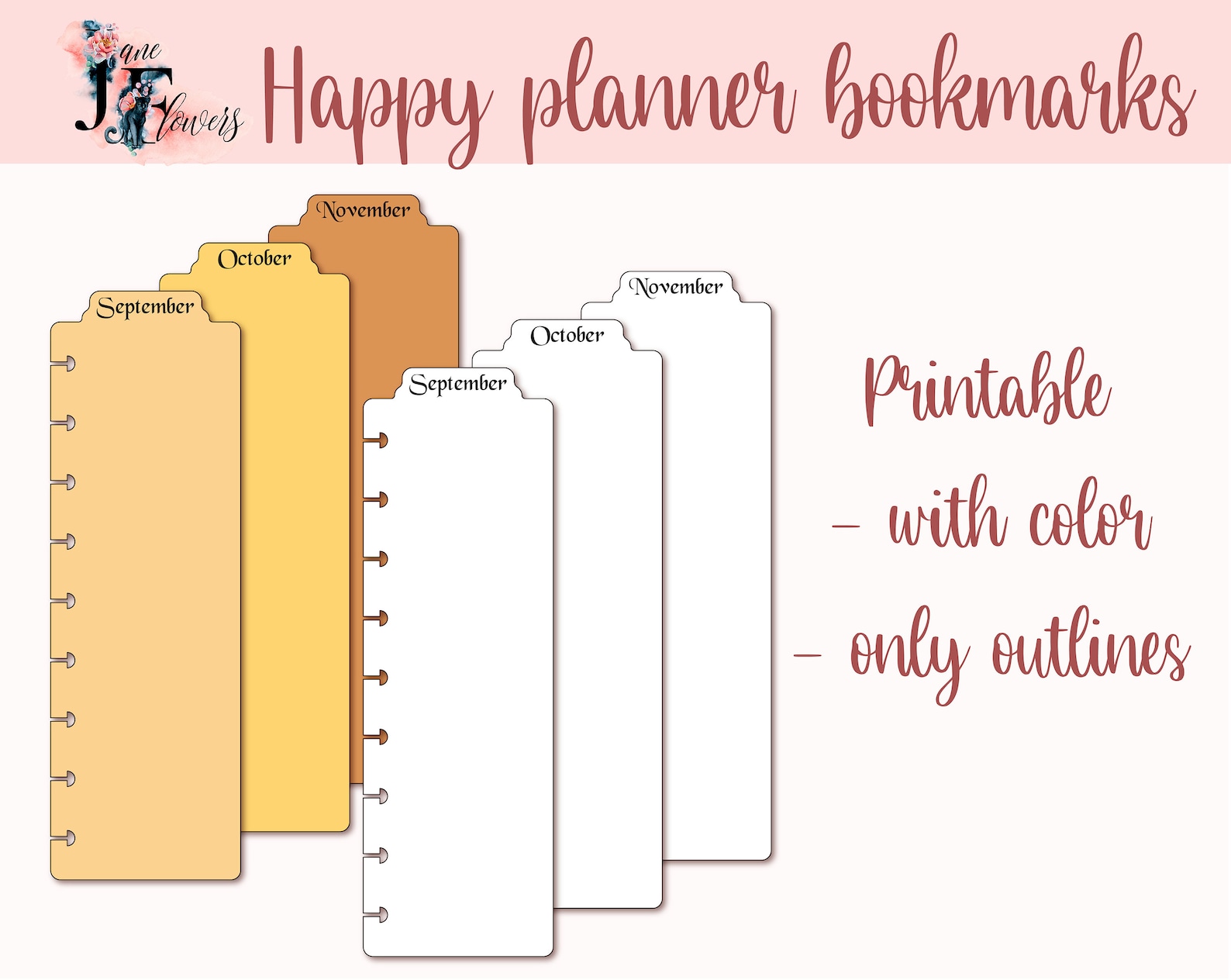 DIY Monthly Bookmarks for Classic Happy Planner Printable - Etsy