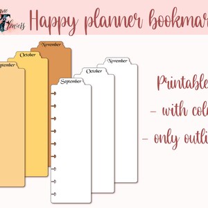 DIY Monthly Bookmarks for Classic Happy Planner, Printable Disc Bound ...