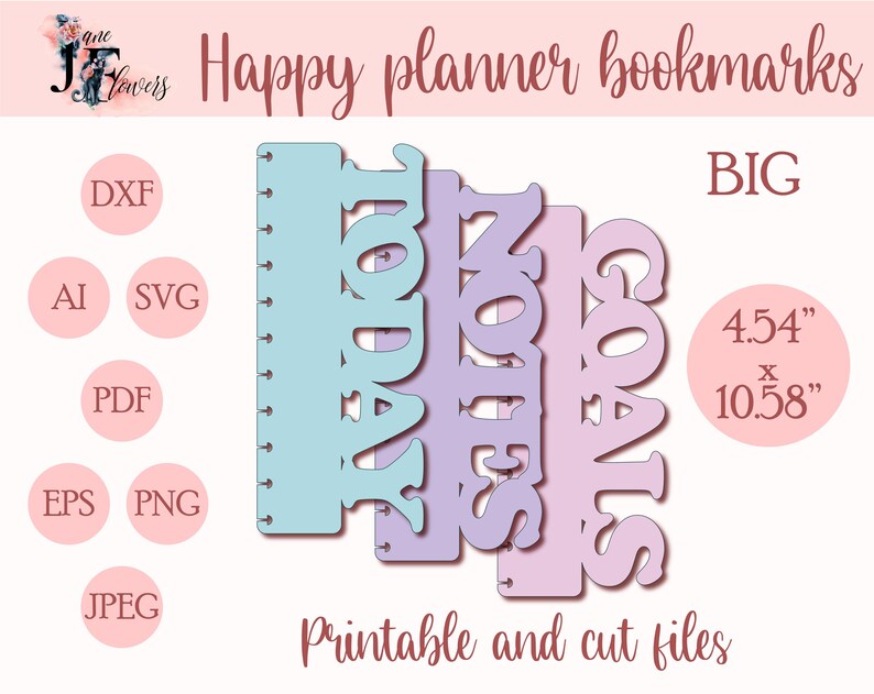 Big Happy Planner Bookmark SVG Template for Cricut Tabs Pattern Today ...