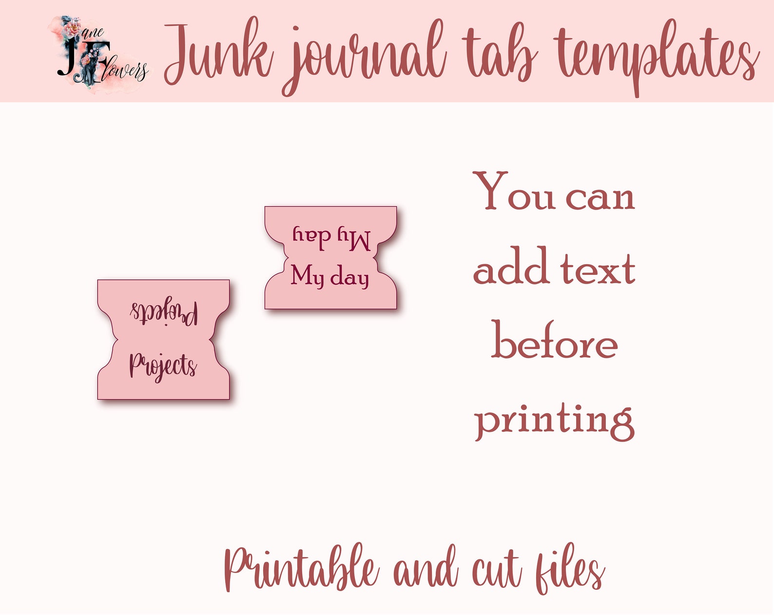 9 Double Journal Tabs Cut File, Folder Tabs, Page Tabs Templates ...