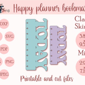 Classic Happy Planner Bookmark SVG Template, Disc Bound Page Marker for ...
