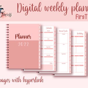 Undated Digital Planner , Cute Goodnotes Planner, Pink Life Planner ...