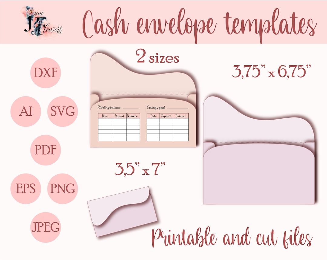 Cute Cash Envelope Template Svg, Budget Envelopes Pattern SVG, Cricut ...