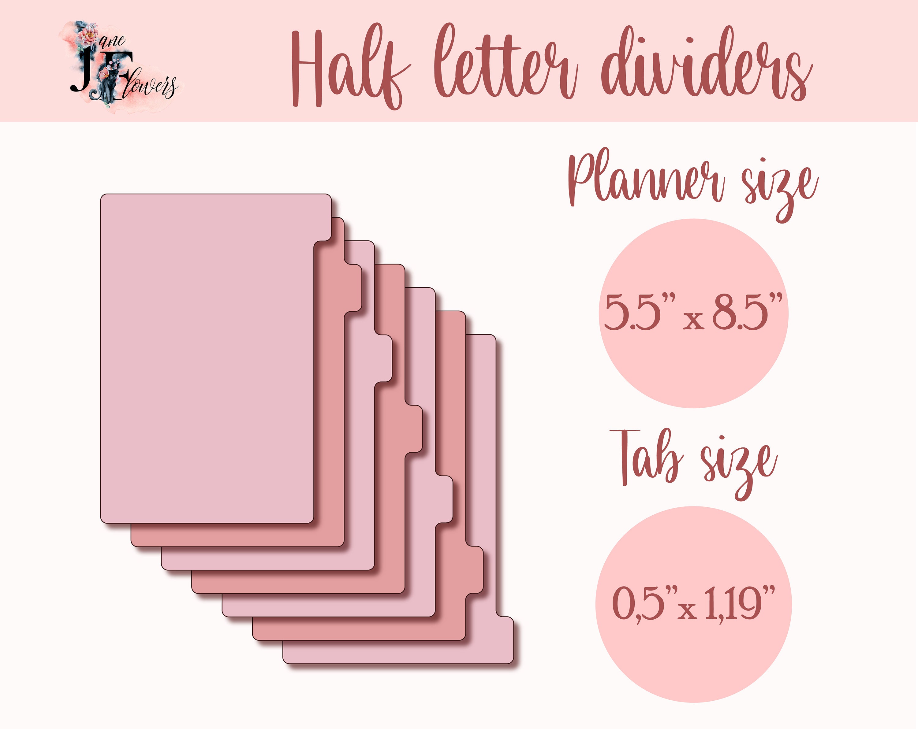 Half Letter Planner Dividers, Side Tabs, Tabbed Dividers Templates SVG ...