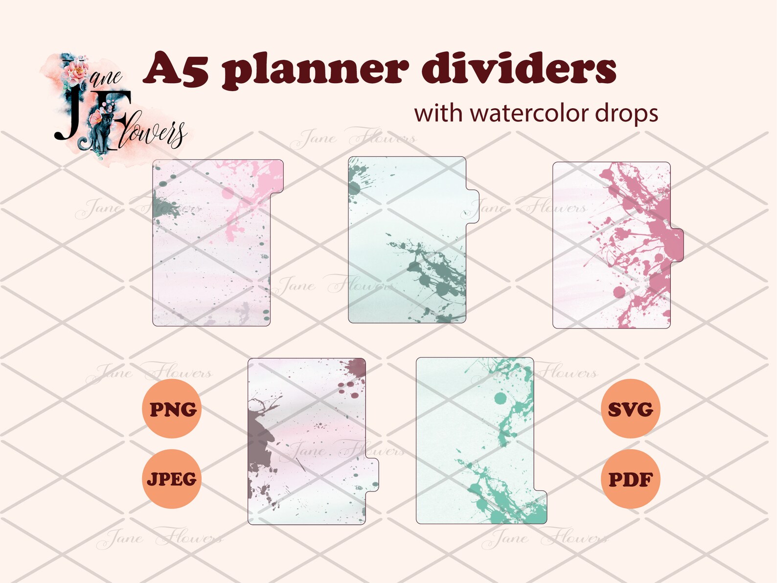 Watercolor A5 Planner Dividers, Printable Journaling Supplies, Planner ...
