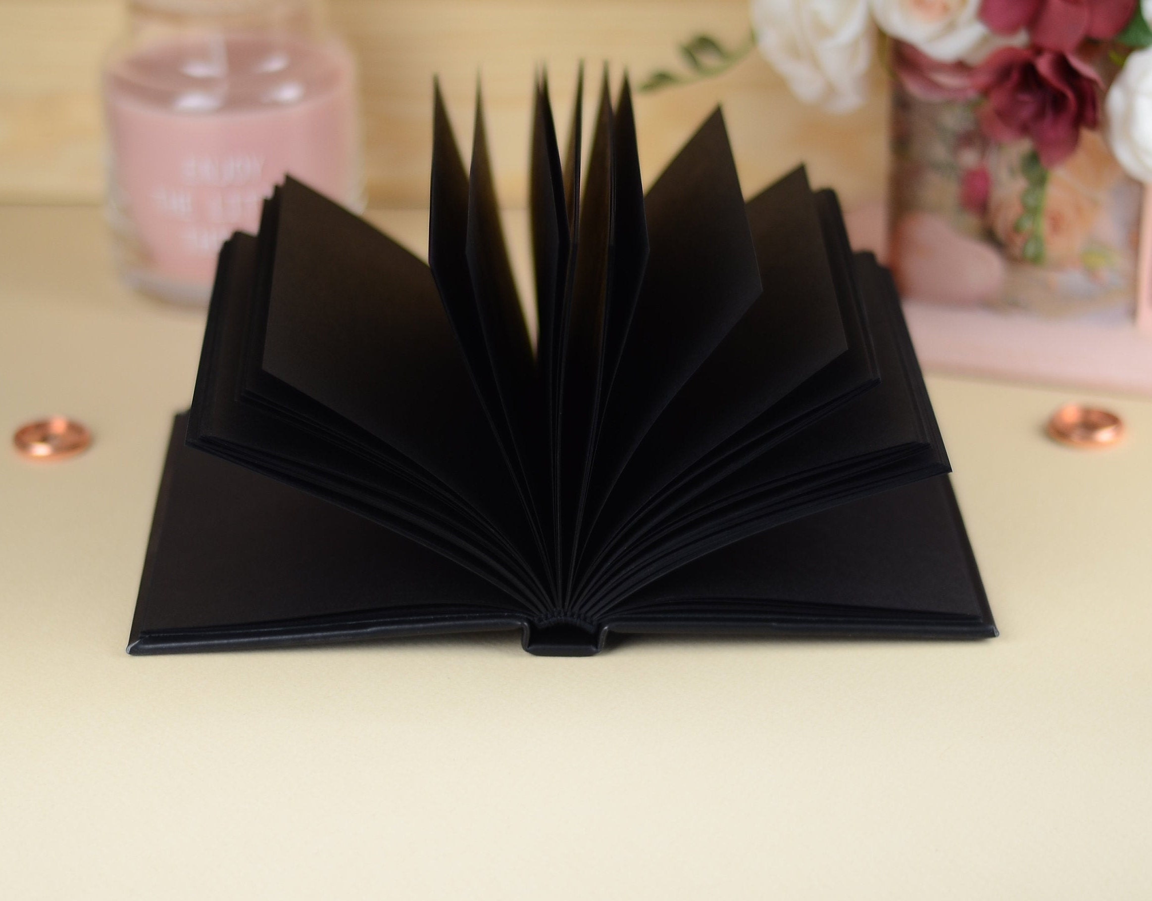 Personalized Black Mini Notebook With Black Pages, Hardcover Pocket ...
