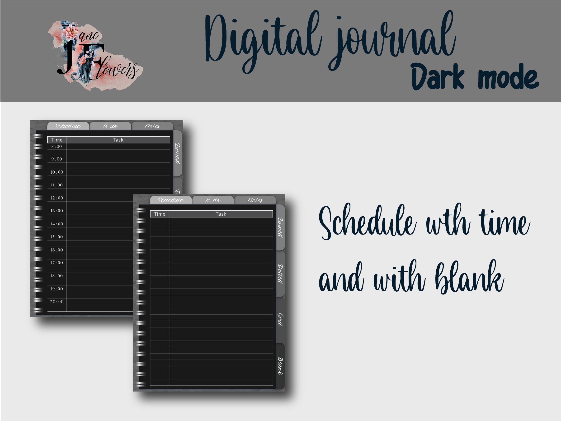 Goodnotes Journal Dark Mode Cute Digital Notes Linned - Etsy