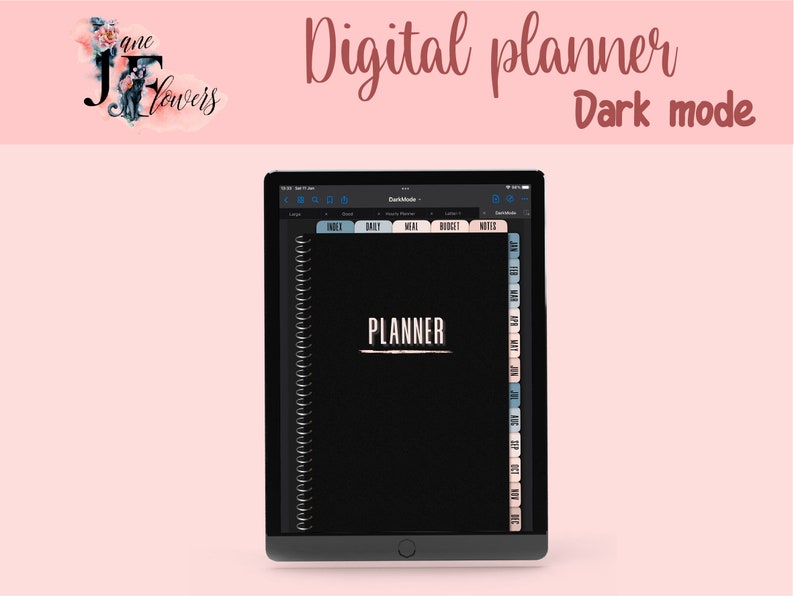 Undated Dark Mode Hyperlinked Digital Planner, Vertical Goodnotes ...