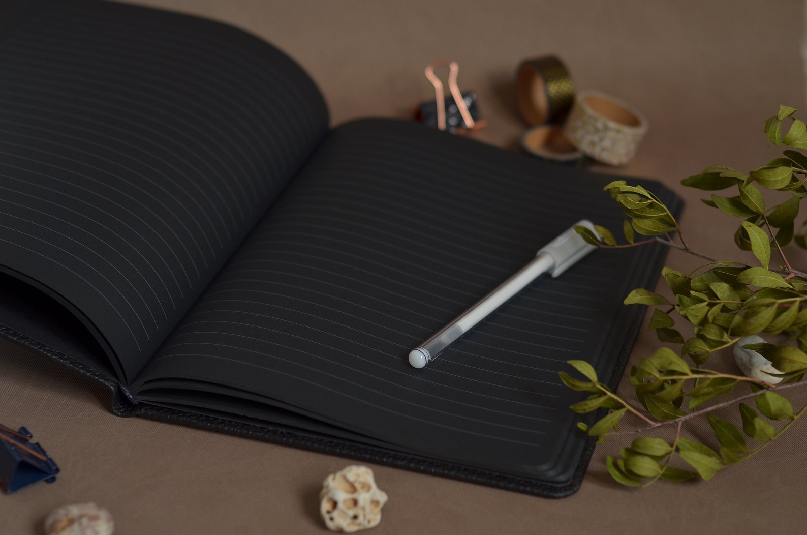 Black Paper Notebook With Lined Pages, Blackout Aesthetic Journal ...